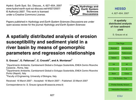 Pdf A Spatially Distributed Analysis Of Erosion Susceptibility And