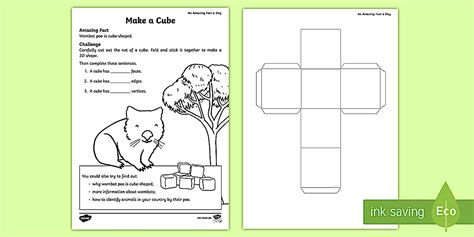 Make A Cube Worksheet Worksheet Twinkl