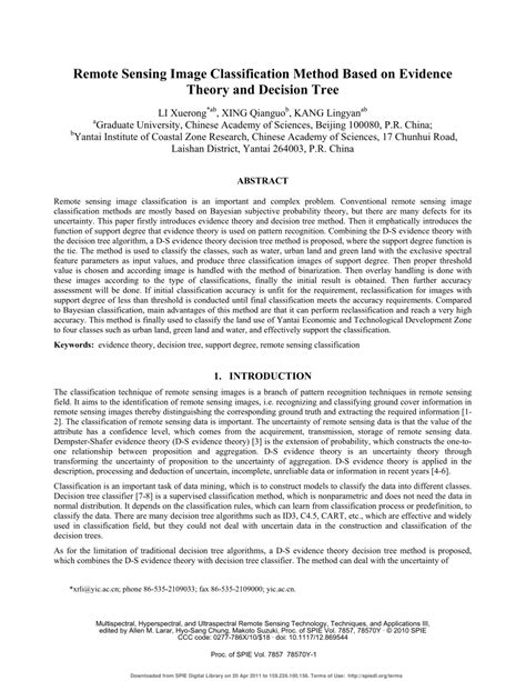 Pdf Remote Sensing Image Classification Method Based On Evidence