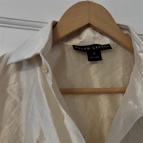Vintage Ralph Lauren Silk Button Up Shirt Open To Depop