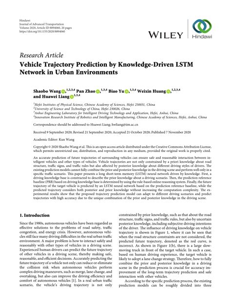 PDF Vehicle Trajectory Prediction By Knowledge Driven LSTM Network In Urban Environments