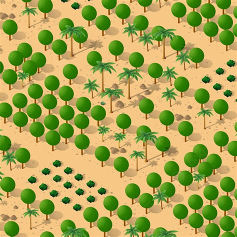 Forest Desert Pattern Background Trees Desert Isometric Repeating Nature Landscape Forest Desert