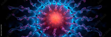 Virus Particle Showing Its Characteristic Shape And Surface Features Generative Ai Stock