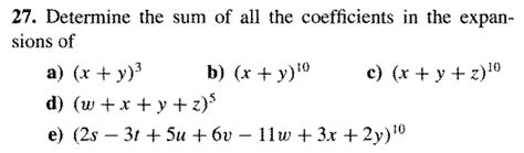 Solved 27 Determine The Sum Of All The Coefficients In The