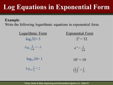 Log Exponential Form