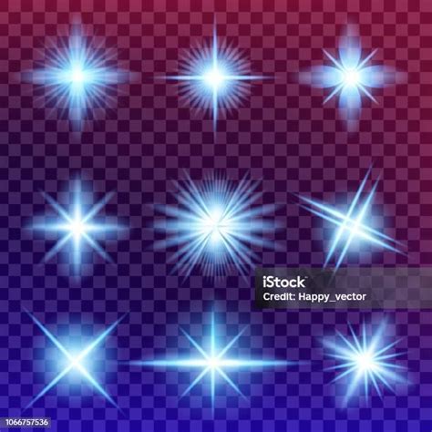 발광 효과의 창조적인 개념 벡터 세트 반짝 검은색에 고립 된 버스트를 별 그림 서식 파일 예술 디자인 크리스마스 배너 축 하 매직 플래시 에너지 레이 Led 조명에 대한