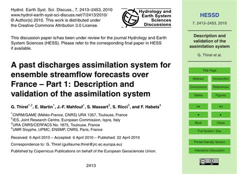 Pdf A Past Discharges Assimilation System For Ensemble Streamflow