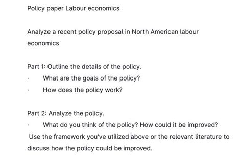 Solved Part 1 Outline The Details Of The Policy What Are Chegg Com