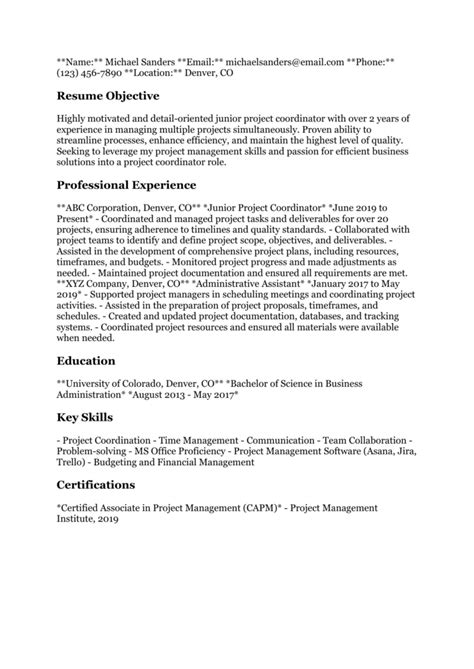 Project Coordinator Resume Examples And Templates 2025 Resume Buildr