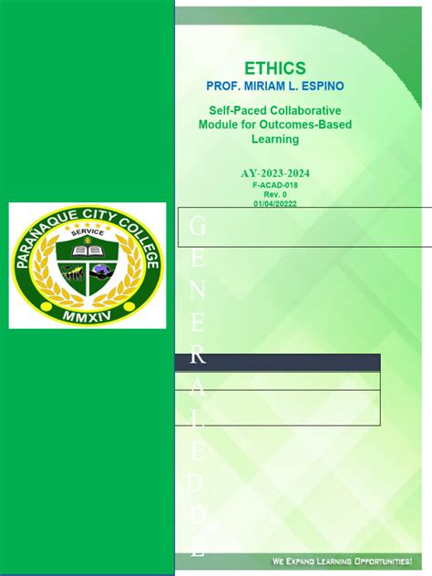 Ethics Modules Midterm Final Period Miriam L Espino 1 11 24 Pdf Morality Virtue