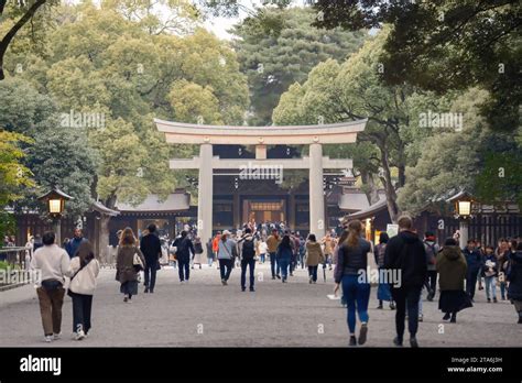 Tokyo Japan 28 2023 Meiji Shrine Or Meiji Jingu Main Shrine In