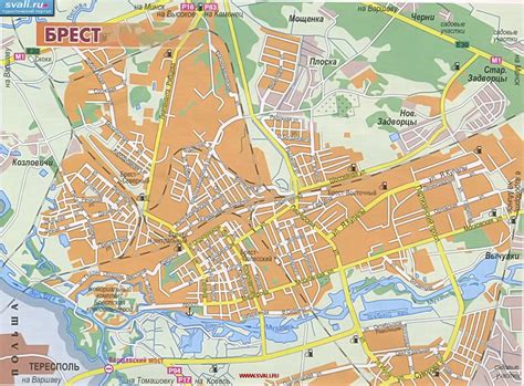 карты Карта Бреста Белоруссия Беларусь Туристический портал Svali Ru