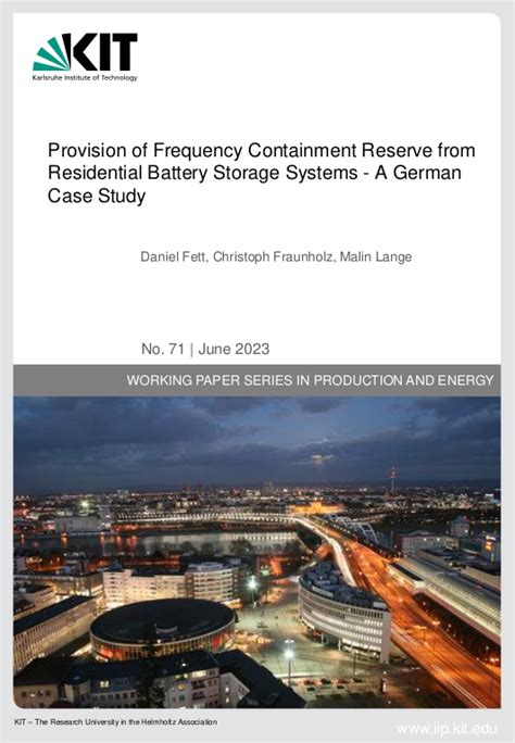 Provision Of Frequency Containment Reserve From Residential Ba