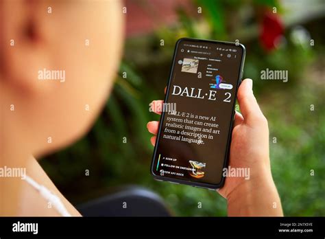 February 5 2023 Mirissa Sri Lanka Using Openai Dall E On Phone Woman Testing Artificial