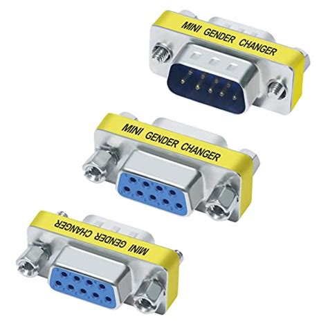 DTECH Serial Adapter 3 Pack DB9 F F M F M M Mini Size RS232 Coupler Female To Male 9 Pin