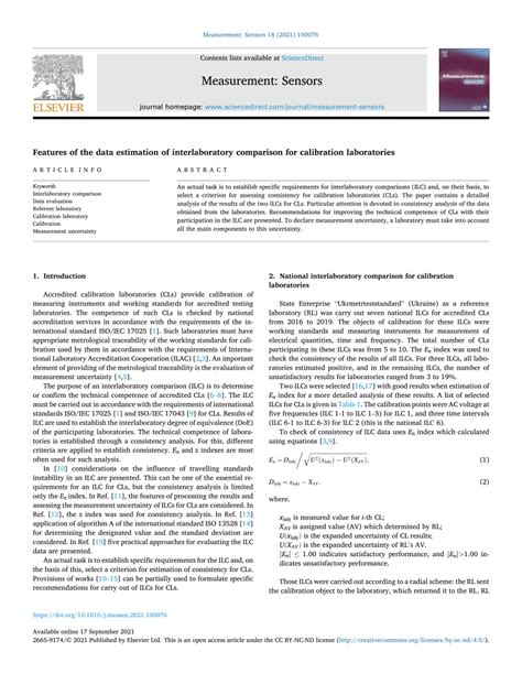 [pdf] Features Of The Data Estimation Of Interlaboratory Comparison For Calibration Laboratories