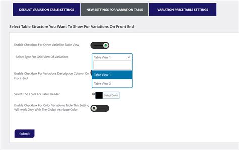 WooCommerce Product Variation Table Tabular Format Grid View Of Variation Table