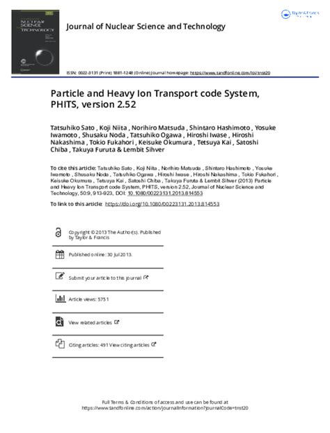 Pdf Particle And Heavy Ion Transport Code System Phits Version 252