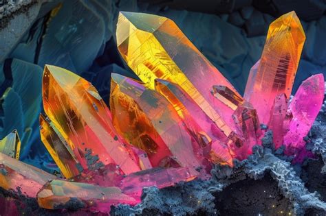 Quartz Crystals In Colored Sem Silicate Mineral Form Of Silica