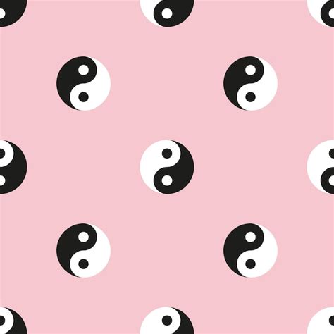 Premium Vector Pink Seamless Pattern With Yin And Yang Symbols