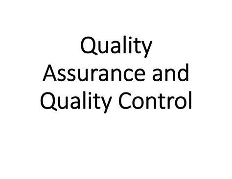 QC AND QA NOTES Quality Assurance Vs Quality Control Quality Assurance Quality Control A
