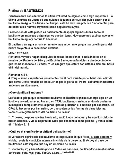 Platica De Bautismos Pdf Bautismo Jesús