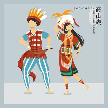五十六民族人物插画高山族男女 人物素材 设计素材 设计模板 汇图网www huitu
