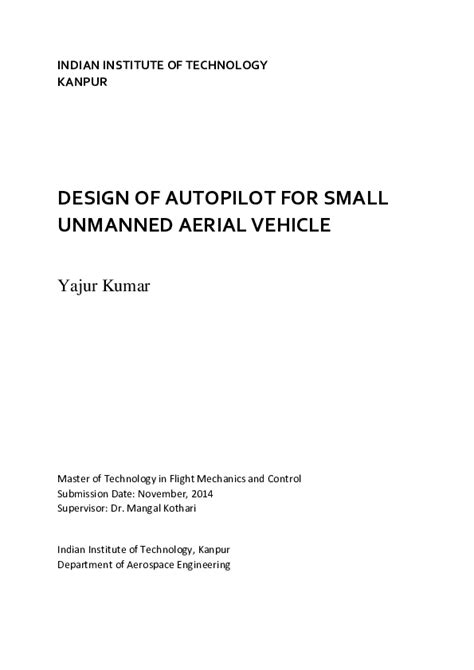 Pdf Design Of Autopilot For Small Unmanned Aerial Vehicle