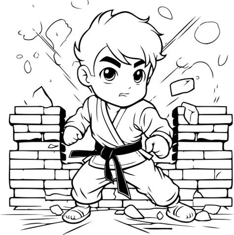 Karate Boy Cartoon On White Background Royalty Free Vector