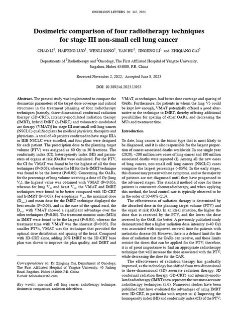 Dosimetric Comparison Of Four Radiotherapy Techniques Pdf Radiation Therapy Dosimetry