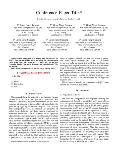 Ieee Conference Template Pdf Note Typography X Ray Crystallography