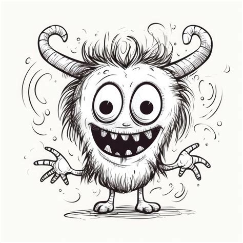 Sketch Of Cute Scribble Monster Or Doodle Fantasy Alien Hand Drawn Sketched Character Stock