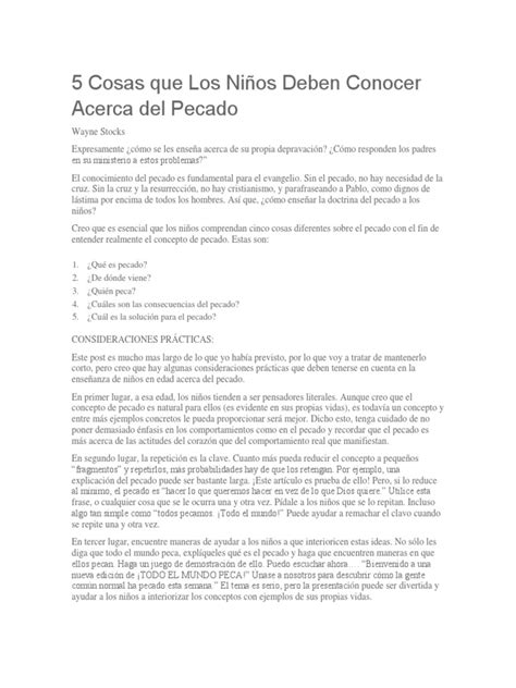 Enseñando El Pecado A Los Niños Pdf Paternidadmaternidad Relaciones