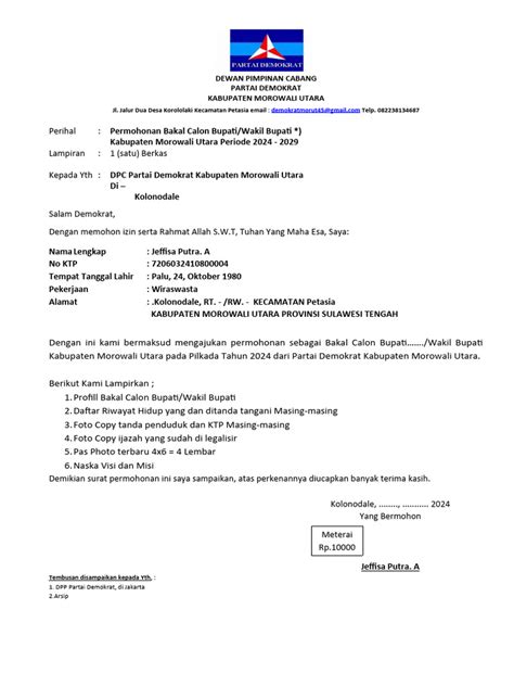 C Form Surat Peryataan Calon Bupati2024 Pdf