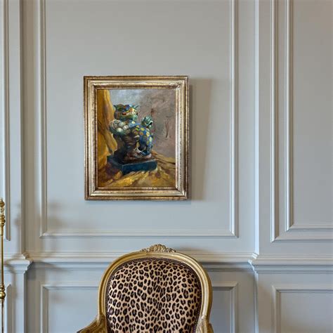 Original Signed Surrealist Oil Painting By Zsuzsanna Suger Foo Dog
