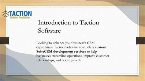 Ppt Taction Software Expands Suitecrm Development Services To Empower