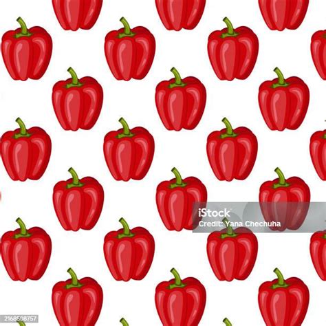 완벽 한 패턴 빨간 피망 파프리카 야채 건강 식품 만화 스타일의 피망 직물 섬유 의류 포장지 벽지 포스터용 그래픽 요소 건강한 생활방식에 대한 스톡 벡터 아트 및 기타