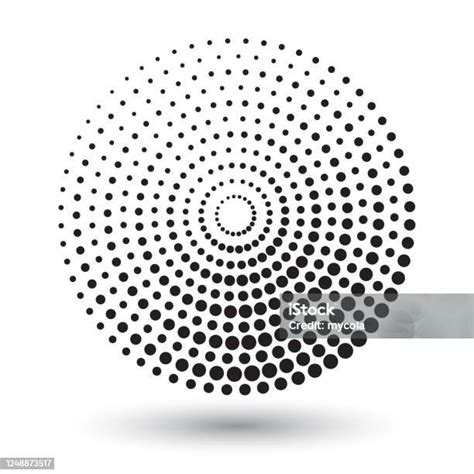 하프톤 도트원 형태의 원 둥근 로고 또는 아이콘 벡터 점선 프레임을 설계 요소로 건강관리와 의술에 대한 스톡 벡터 아트 및 기타