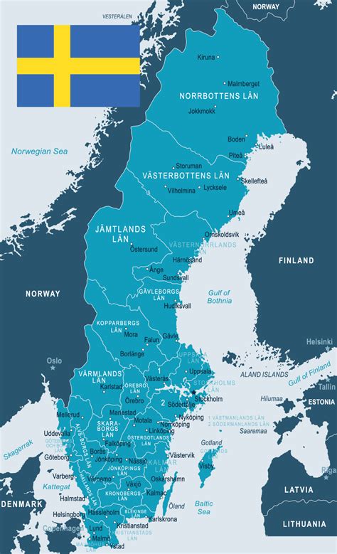 Karta över Sverige ℹ️ En Sverigekarta