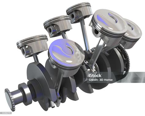 V6 엔진 피스톤과 크랭크축을 흰색 배경 3d 렌더링에 기계 부분에 대한 스톡 사진 및 기타 이미지 기계 부분 크랭크축 테크놀로지 Istock