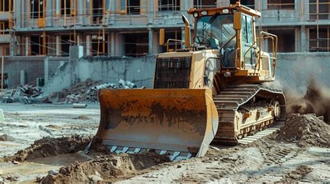 Ground Leveling Construction Bulldozer At Workresourcesbulldozer Excavation At Building Site