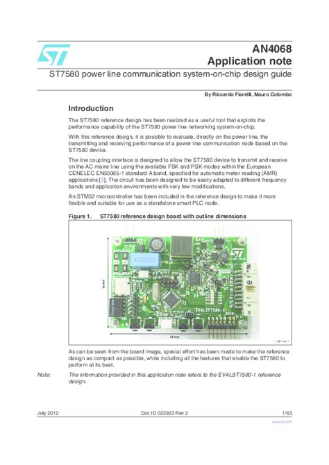Pdf St7580 Power Line Communication System On Chip Design Guide