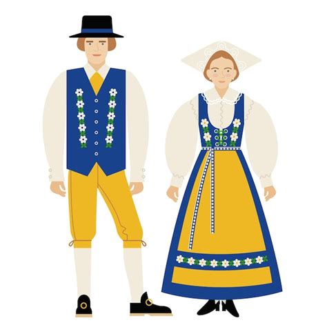 Premium Vector Girl And Young Man In Swedish Traditional Festive Costume