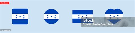 온두라스 아이콘의 국기입니다 온두라스 국기는 사각형 원 하트 모양입니다 웹 사이트 언어 선택 기호 벡터 Ui 플래그 디자인