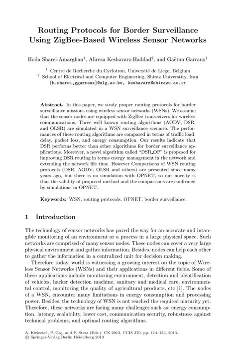 Pdf Routing Protocols For Border Surveillance Using Zigbee Based