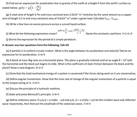 Ahsec Class 11 Physics Question Paper 2024 Hs1st Year