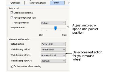 Setting Scrolling Options