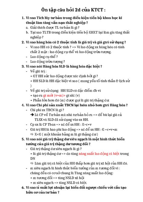 Ôn TẬp Ktct 2d Ôn Tập Câu Hỏi 2 điểm Trong Ktct Cuối Kì Ôn T ập Câu H ỏi 2d C ủa Ktct Vì