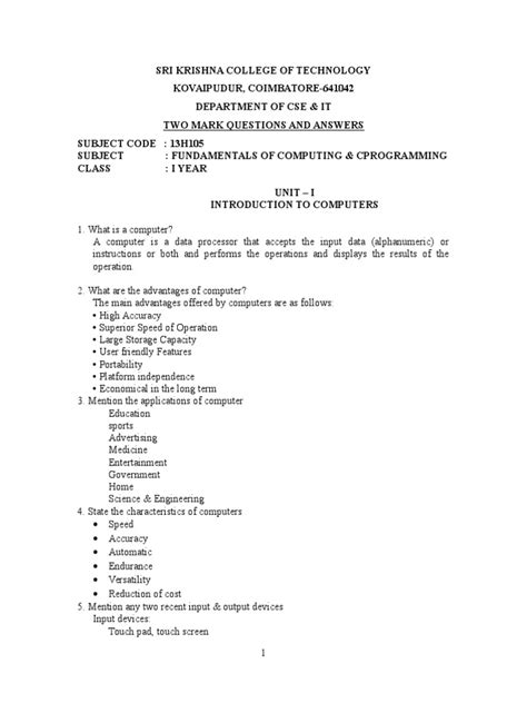 Two Mark Questions And Answers Pdf Pointer Computer Programming