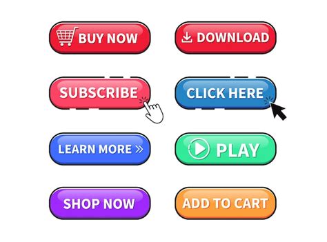 Premium Vector Set Of Colorful Glossy Button Blank Button For Website